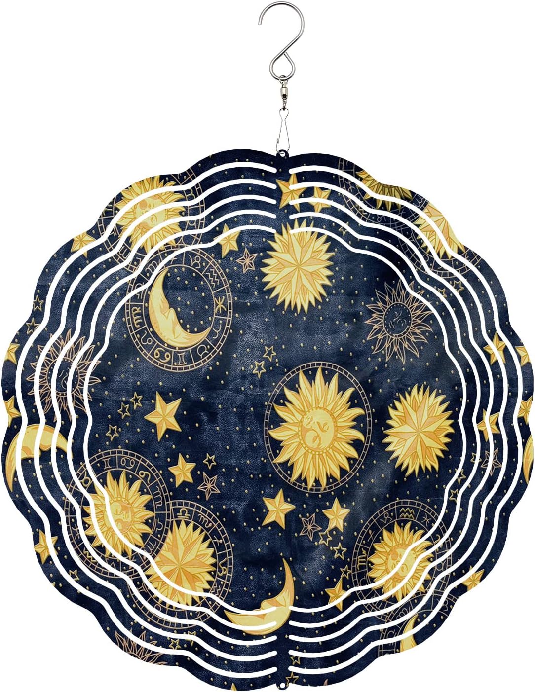 Amazon.com: Wind Spinner Moon Star Sun Boho Art Metal Hanging Wind ...