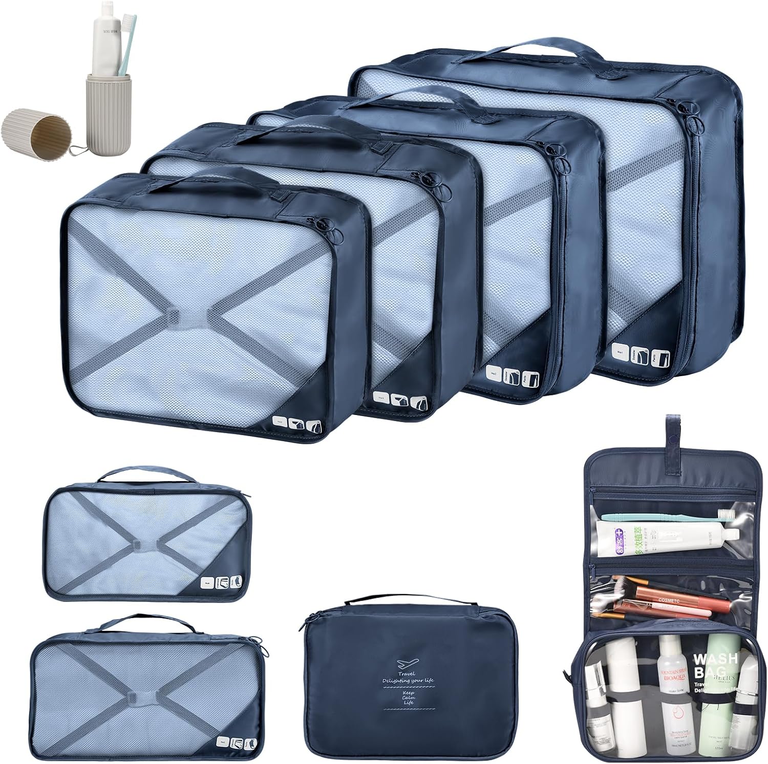 Amazon.com | 9 Pcs Packing Cubes for Travel Accessories ,Travel Cubes ...