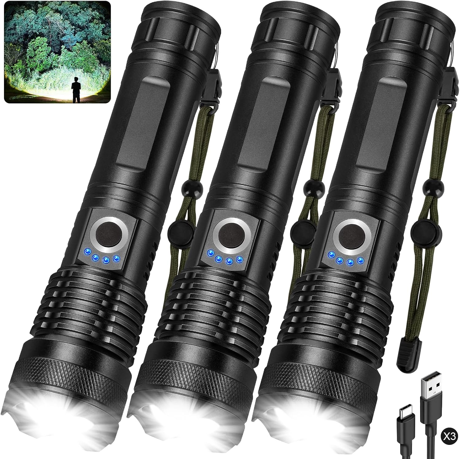 Amazon.com: ALSTU Flashlight Rechargeable LED High Lumens - 99,000LM ...