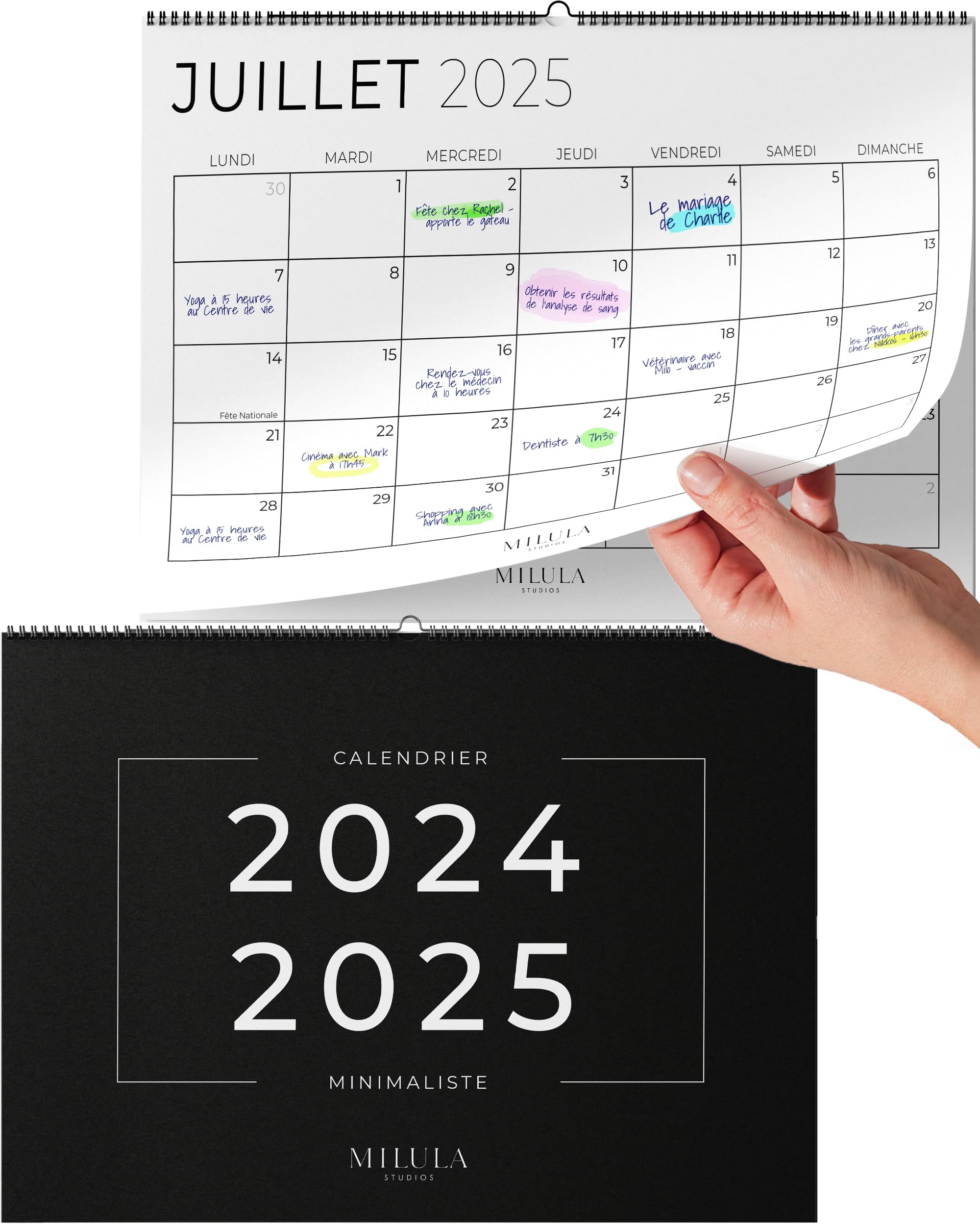 Calendrier Mural 2023 2024 par SmartPanda - Pastel Calendrier de Bureau ...