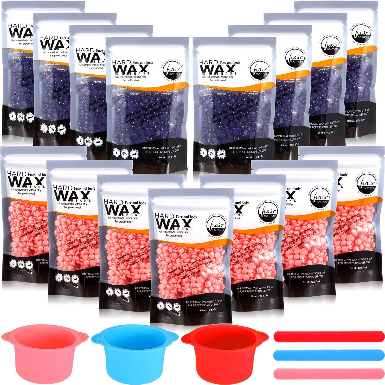 Amazon.com : Dansib 6 Packs Wax Beads for Hair Removal 6.6 lb Hard Wax ...