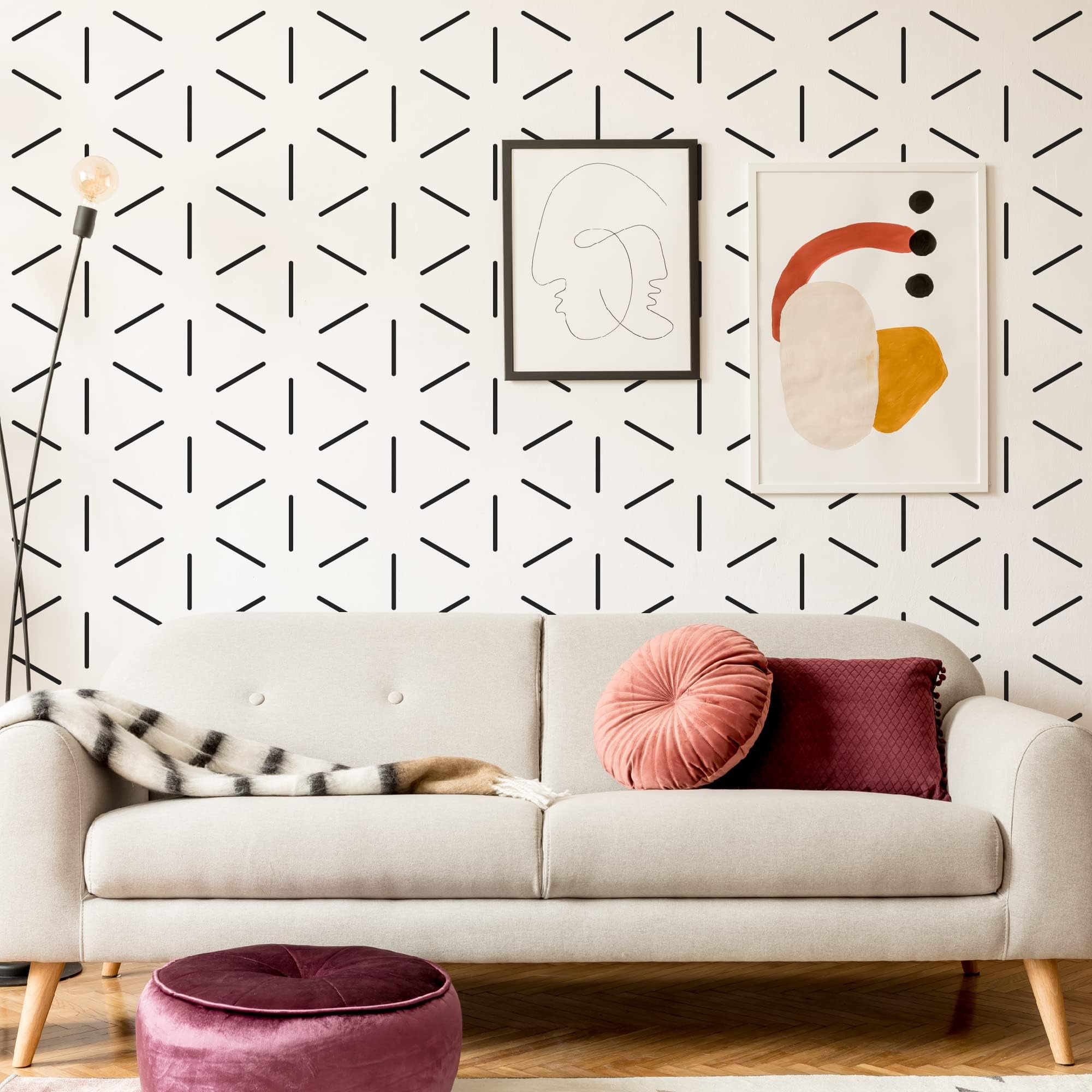 Amazon.com: SHYJSHYJ White Vinyl Line Wall Decals, Peel and Stick ...