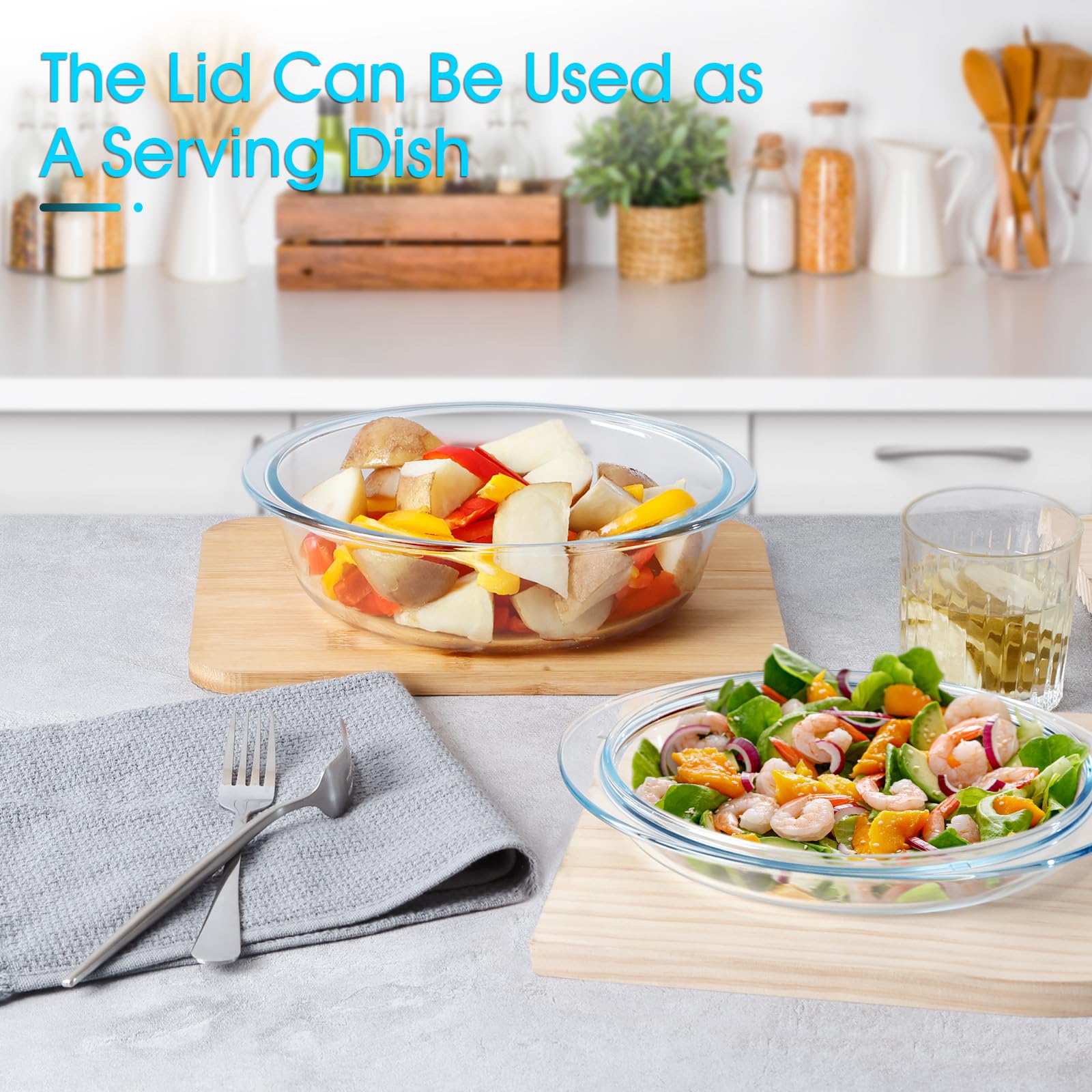 NUTRIUPS Oval Casserole Dish, 1.4L Small Oven Dish with Lid, Glass ...