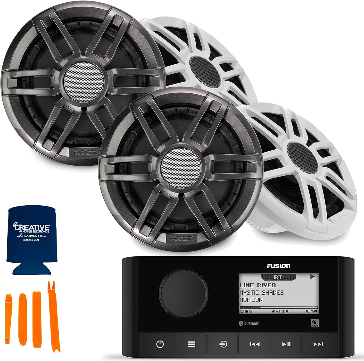 Amazon.com: Fusion MS-RA60 Marine Radio with 2 Pairs XS-F65SPGW XS ...