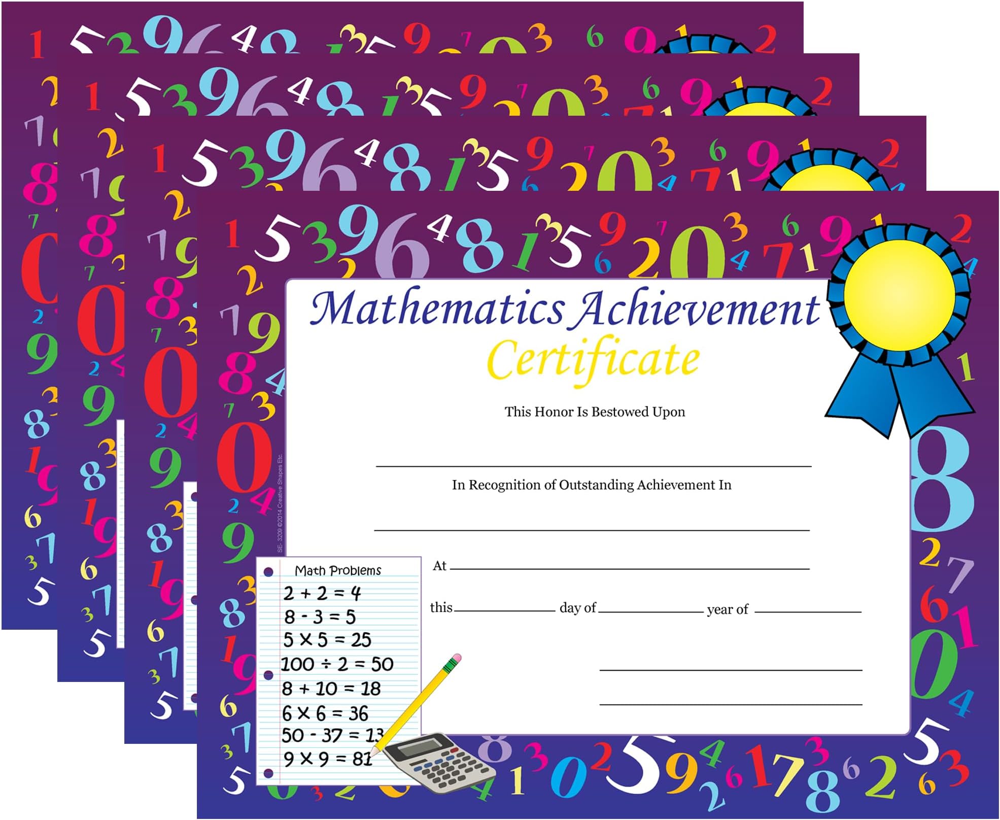 Amazon.com : SHAPES ETC. 30pcs Mathematics Achievement Recognition ...