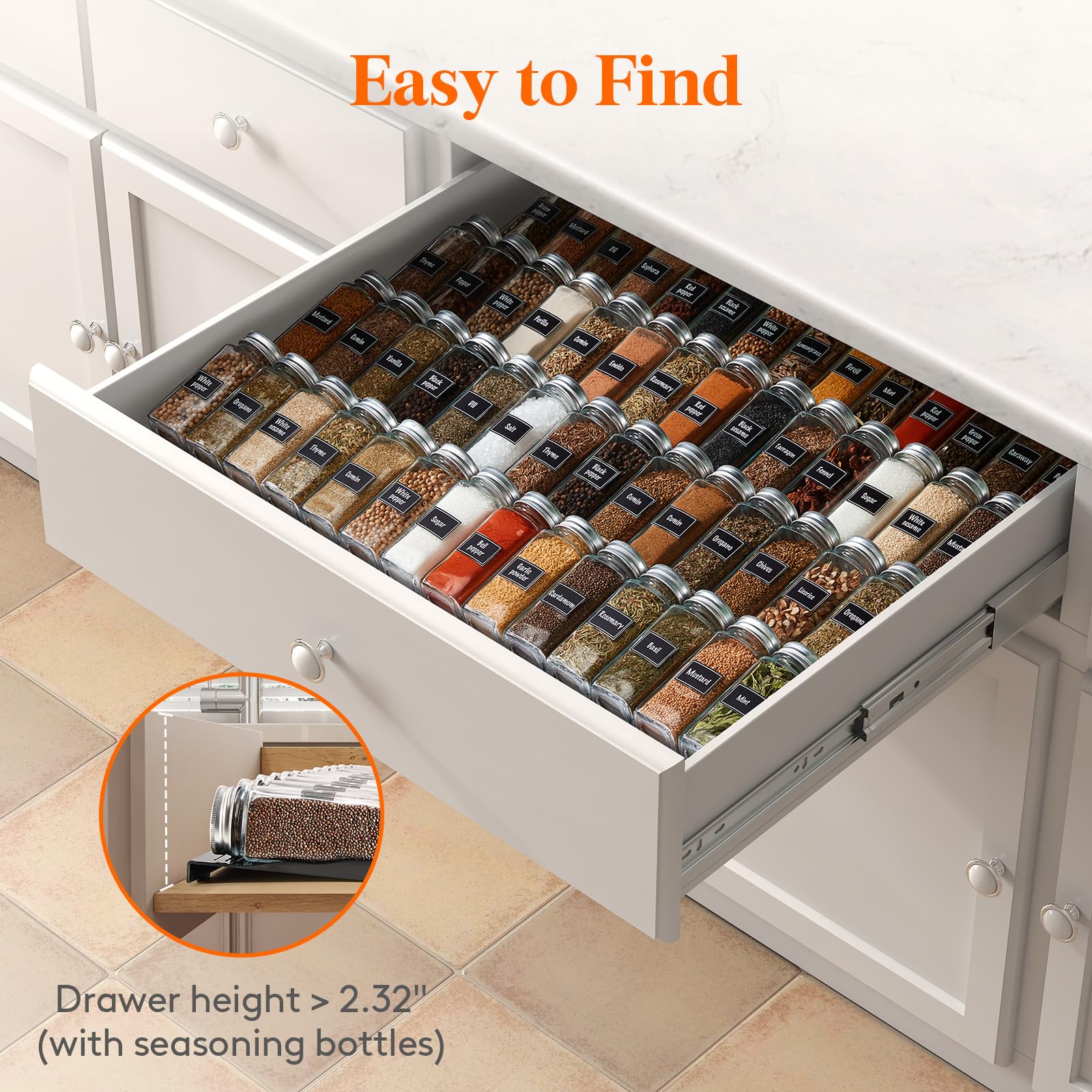 Snapklik.com : Plastic Adjustable Spice Drawer Organizer, Expandable ...