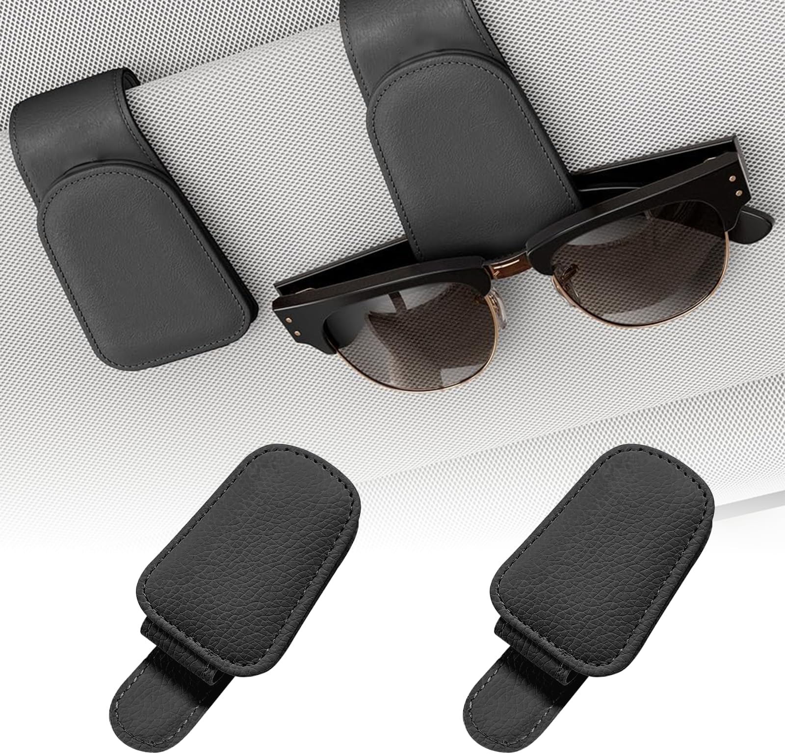 RJUP 2 Pcs Sunglasses Holder for Car Visor, Black – Durable Glasses ...