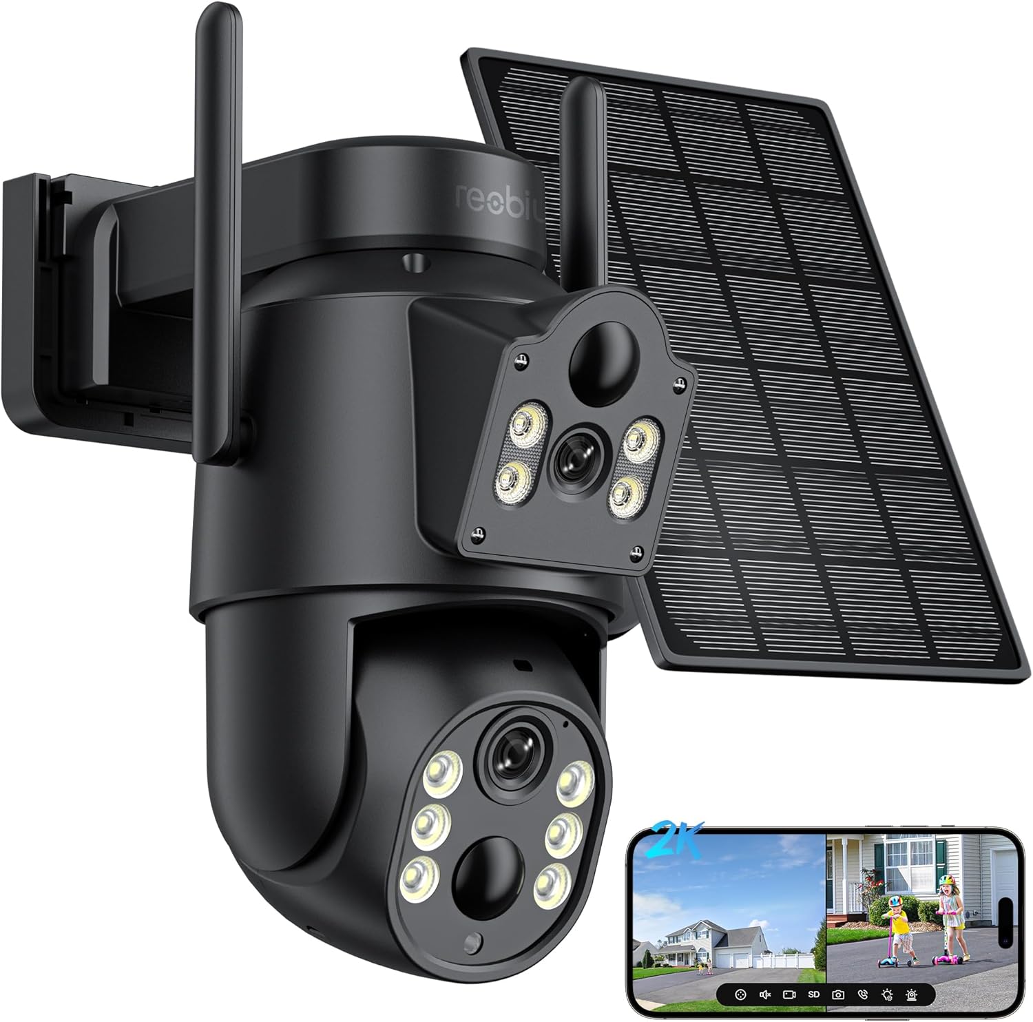 Solar Security Cameras Wireless Outdoor, Reobiux 2K/6MP Camera ...
