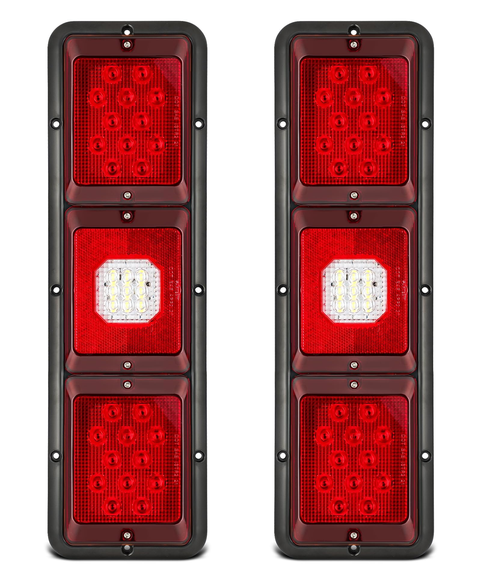 Amazon.com: Partsam 2x LED Triple Tail Lights Rectangle Vertical Mount ...