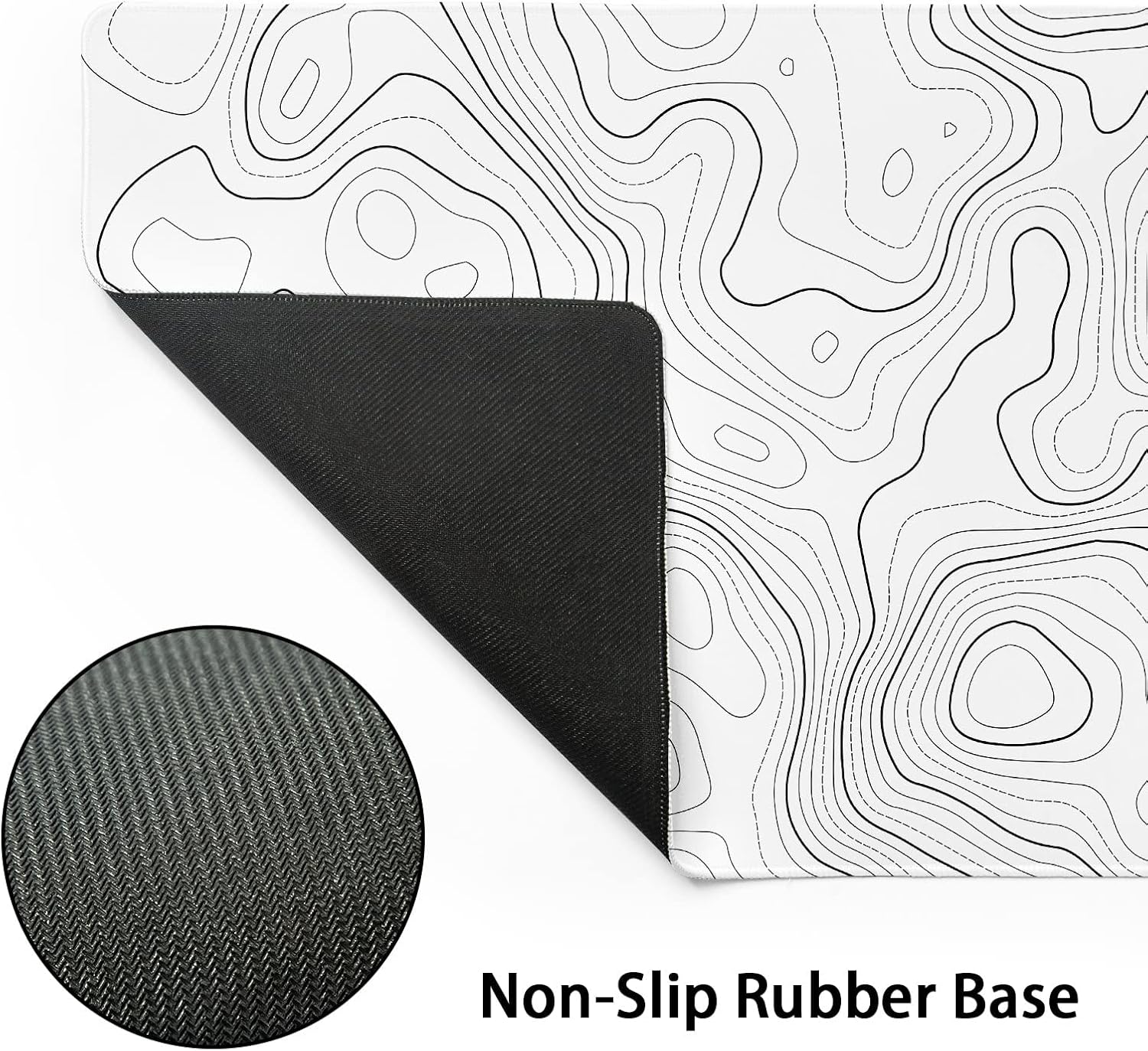 aportt Topographic Map Large Mouse Pad XL White Lines Contour ...