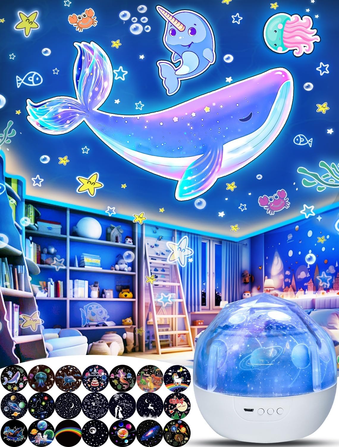 21 Sets of Films, Projector Night Light for Kids Bedroom, Ceiling, Kids ...