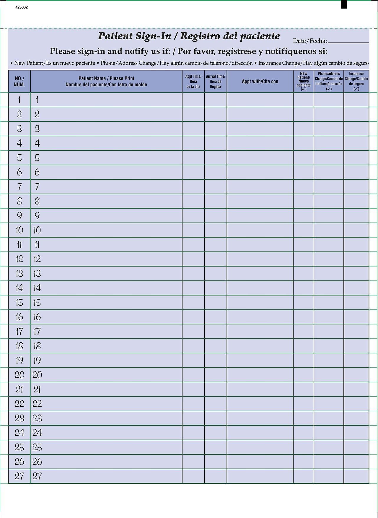 Amazon.com: Stockchecks Patient Sign-in Label Sheets, Blue 125 Sheets ...