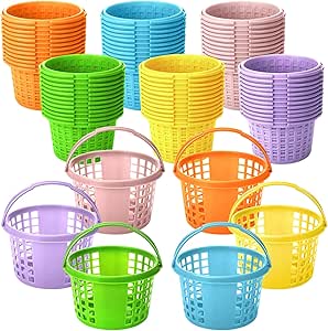 Amazon.com: Beeveer 72 Pcs Plastic Easter Baskets Bulk with Handles ...