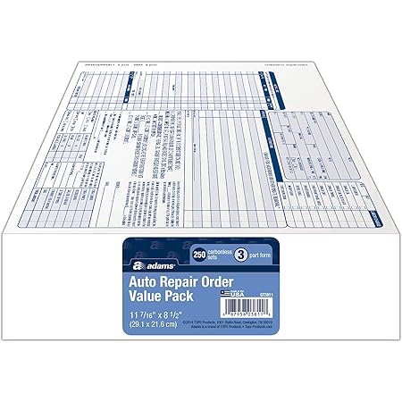 Amazon.com: Adams Auto Repair Order Forms, 8.5 x 7.44 Inch, 3-Part ...