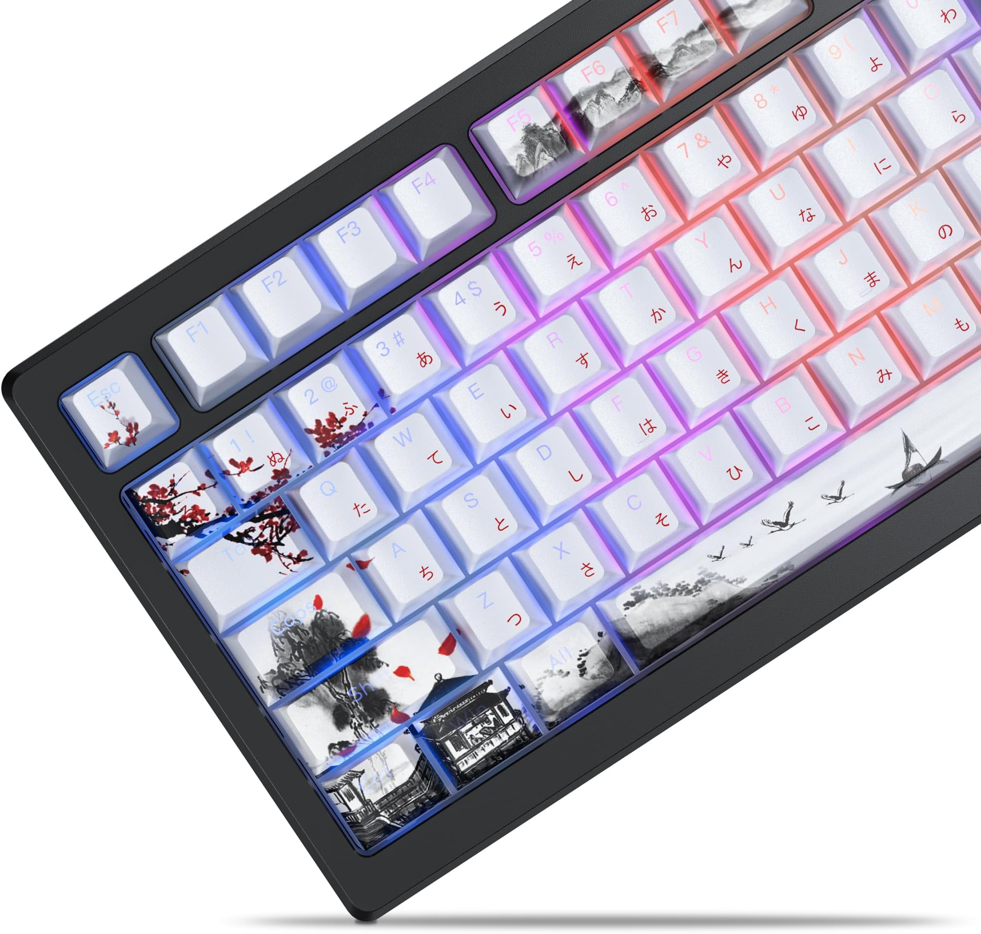 Amazon.com: XVX PBT Japanese Keycaps, Shine Through White Keycaps, Plum ...