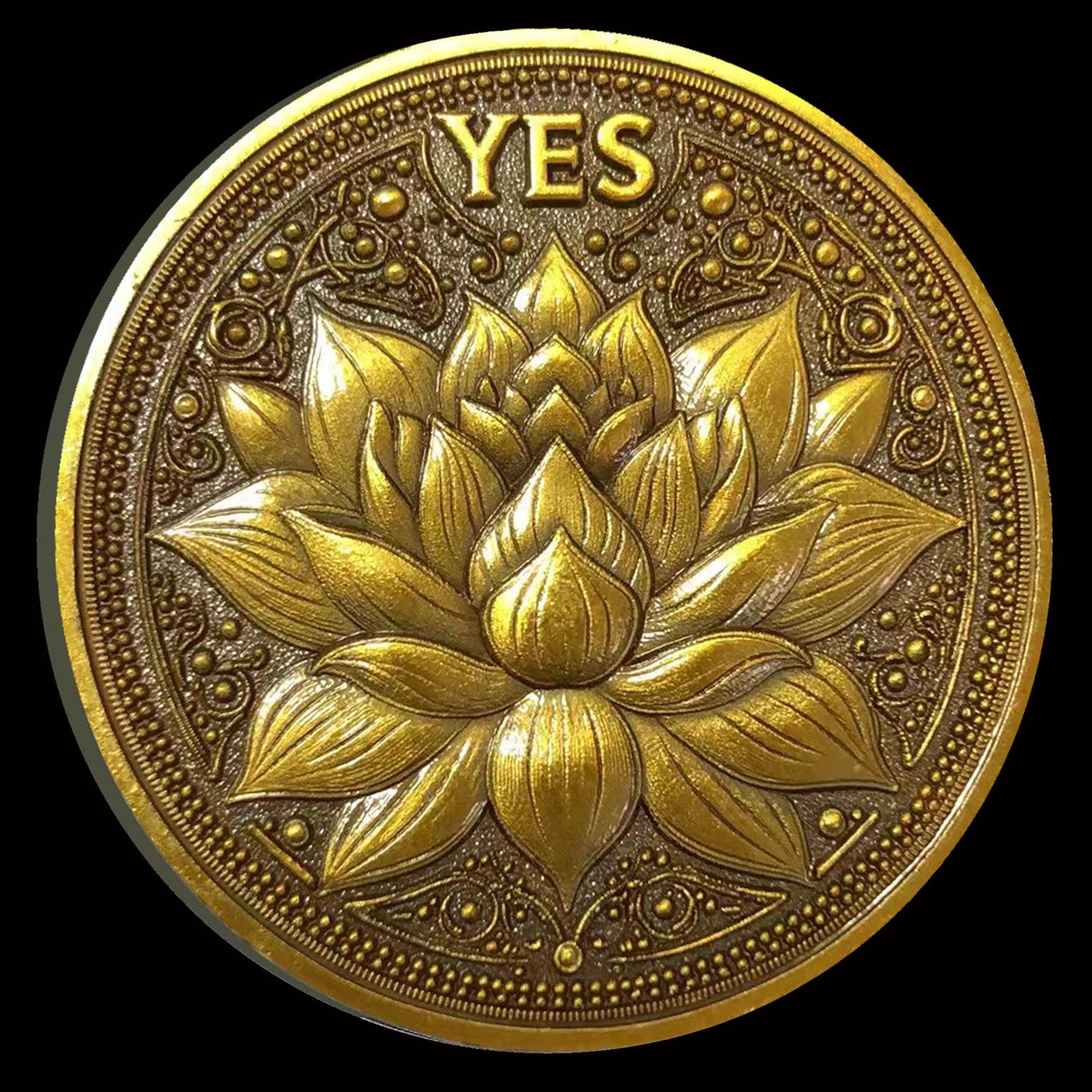 Amazon.com: CYOUNG Golden Decision-Making Coin - Elegant Yes/No Challenge Coin with Lotus and ...