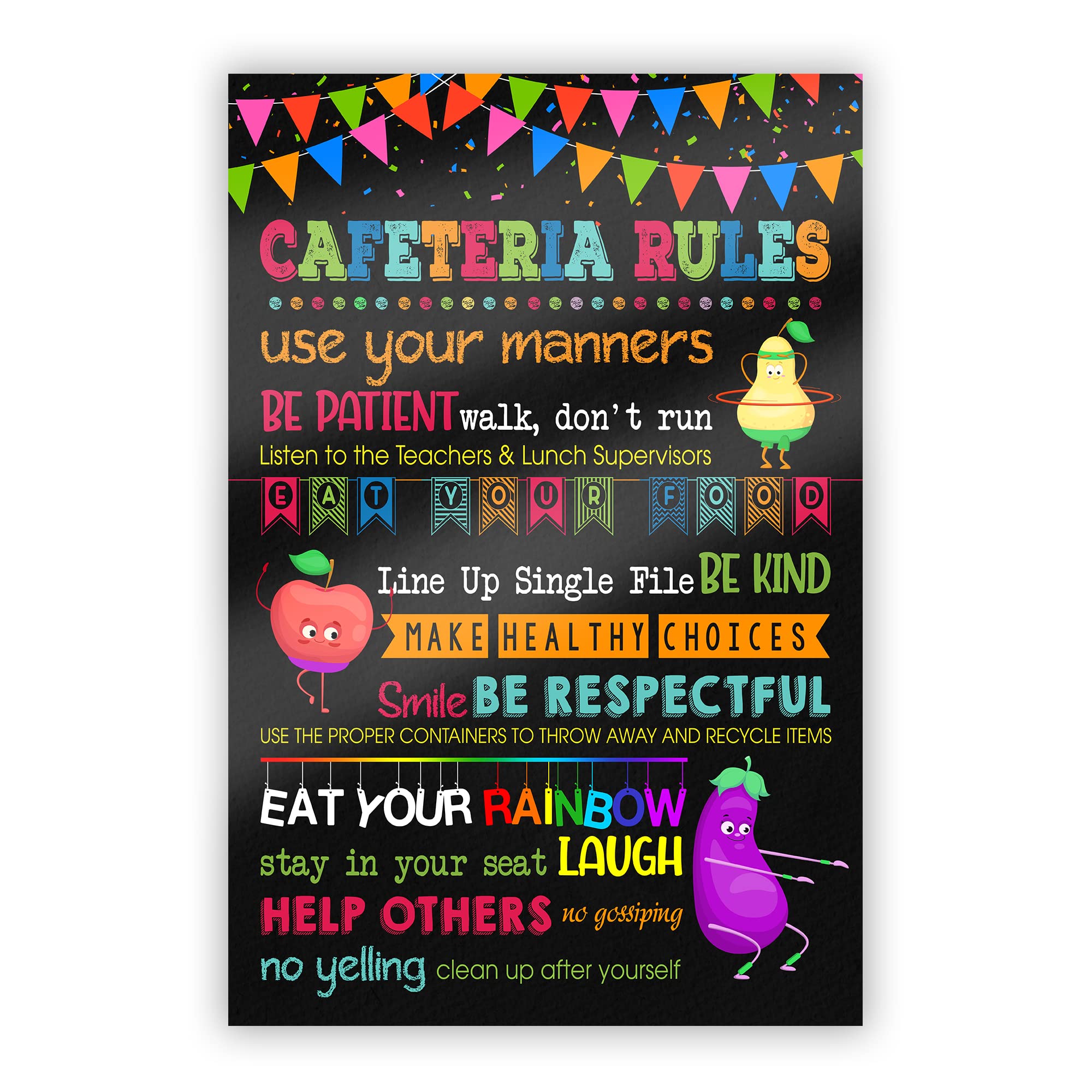 Amazon.com: Minitowz School Cafeteria Rules Poster, Lunchroom School ...