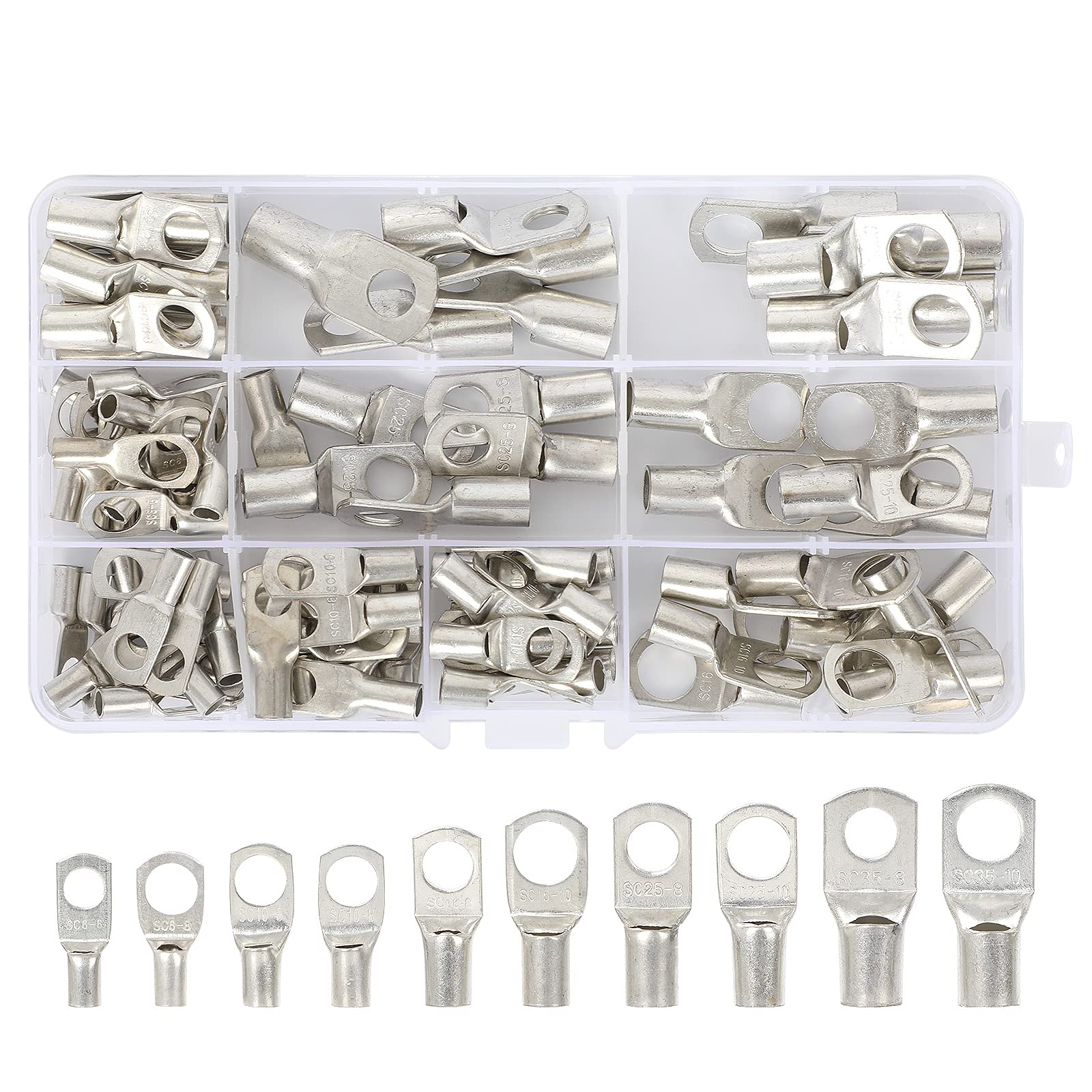 Buy Non-Insulated Heavy Duty Wire Lugs Eyelets Tubular Ring Terminals ...