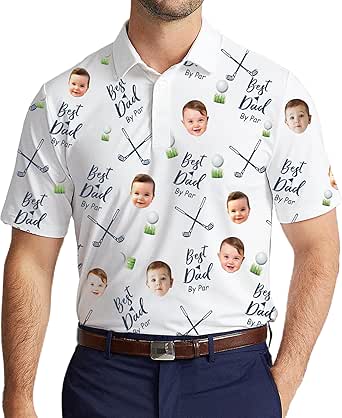 Amazon.com: Personalized Dad Polo Shirt with Face, Best Dad by Par Golf ...