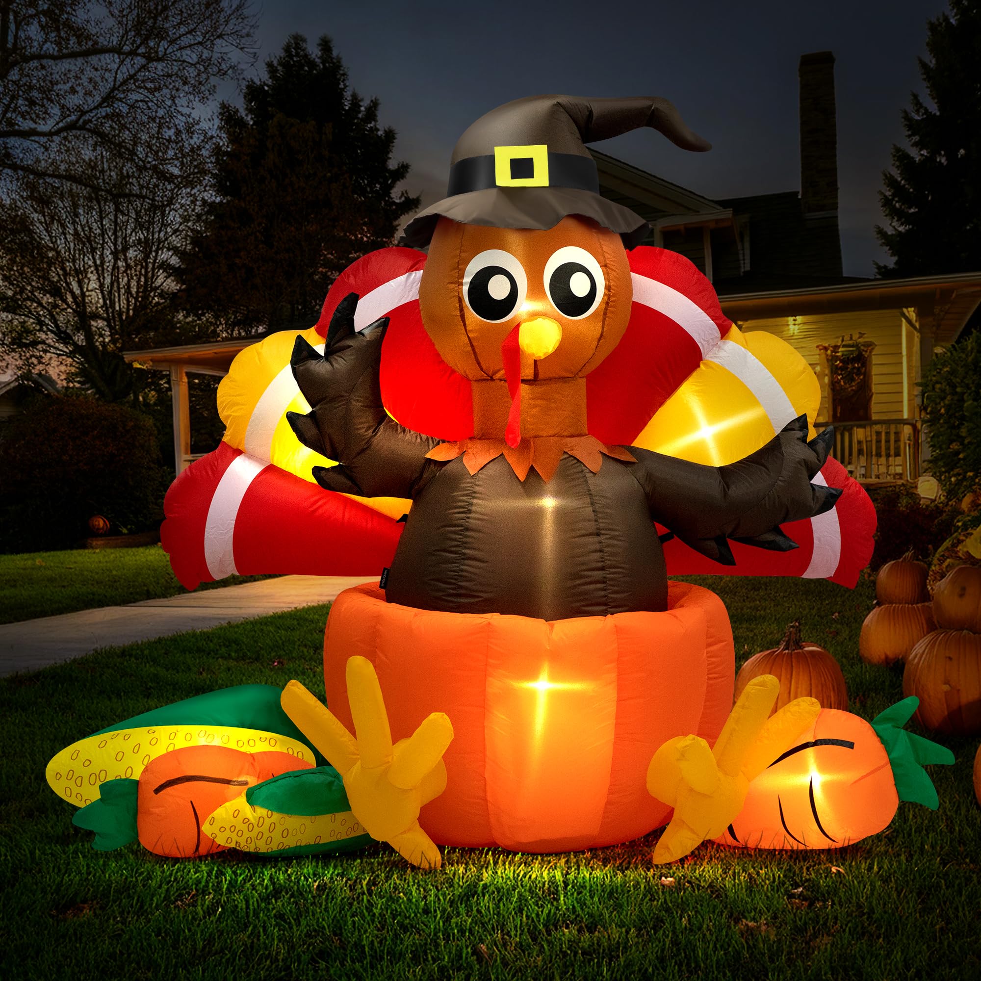 Amazon.com: VIVOHOME 7ft Long Thanksgiving Inflatable LED Lighted ...