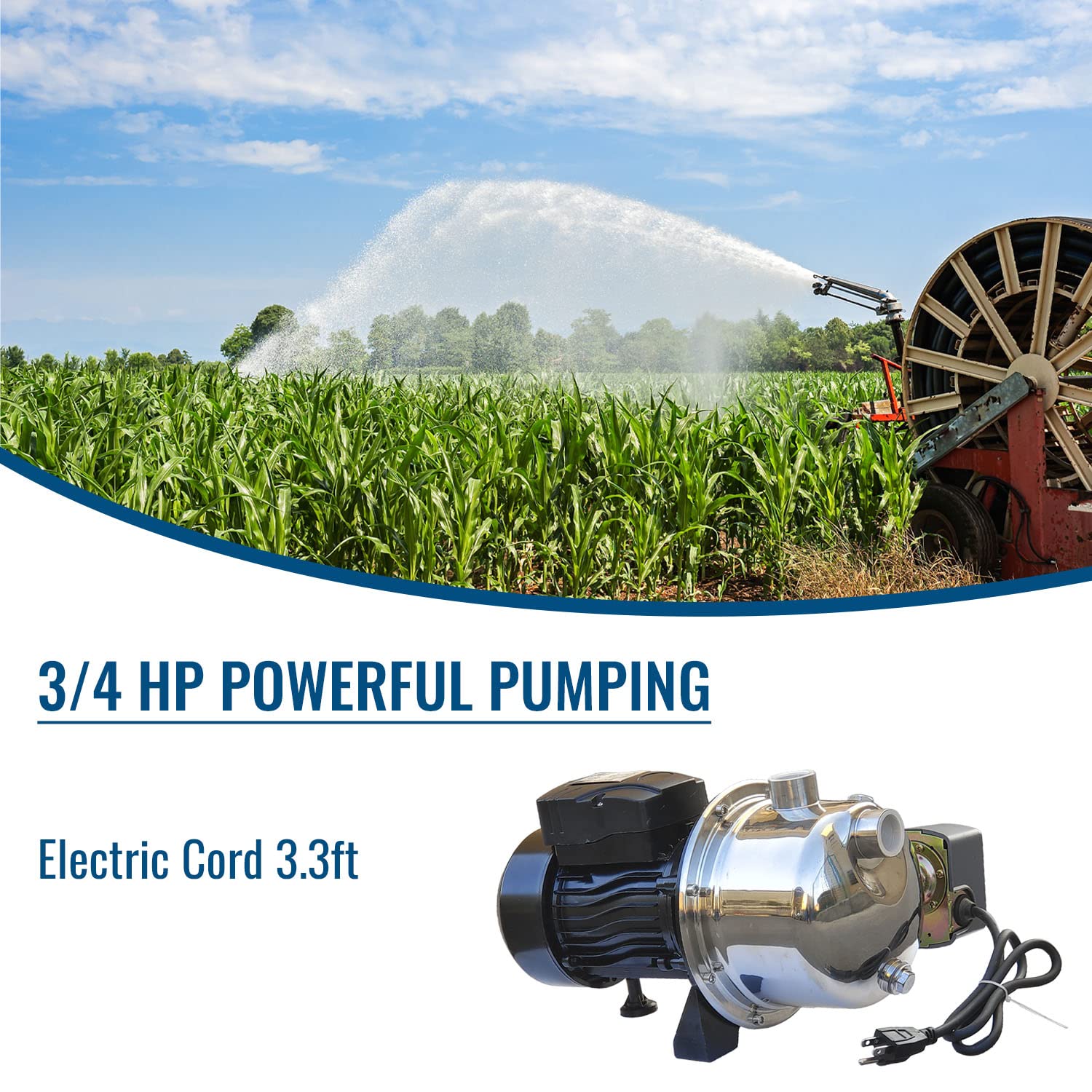 Snapklik.com : Shallow Well Jet Pump 3/4HP 185GPM Jet Water Pump 131ft ...