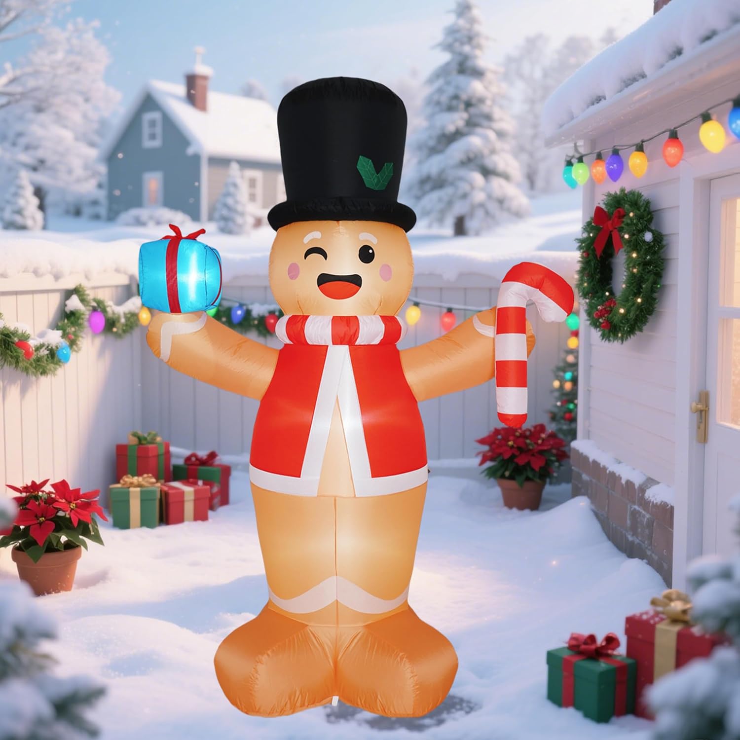 Amazon.com: Christmas Inflatables Gingerbread Man with Gift Boxes 8 FT ...