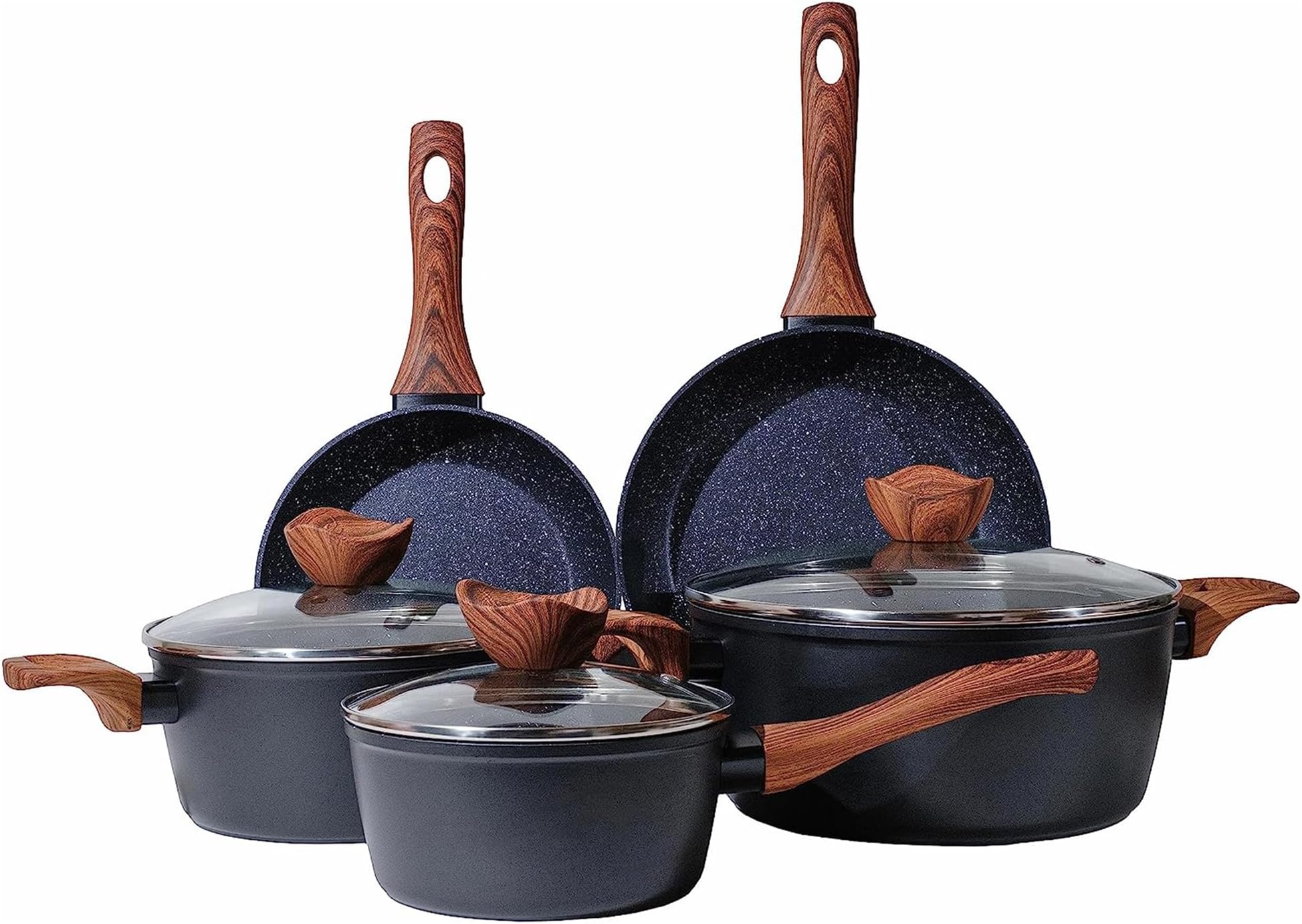 Amazon Basics 11-teiliges Kochgeschirr-Set mit Töpfen und Pfannen aus ...
