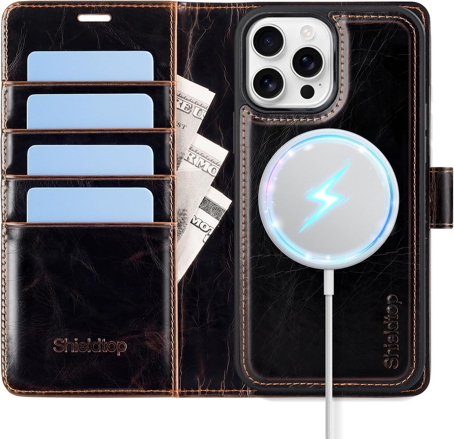 Amazon.com: Shieldtop Compatible Magsafe Magnetic 2 in 1 Detachable iPhone 16 Pro Max Wallet ...