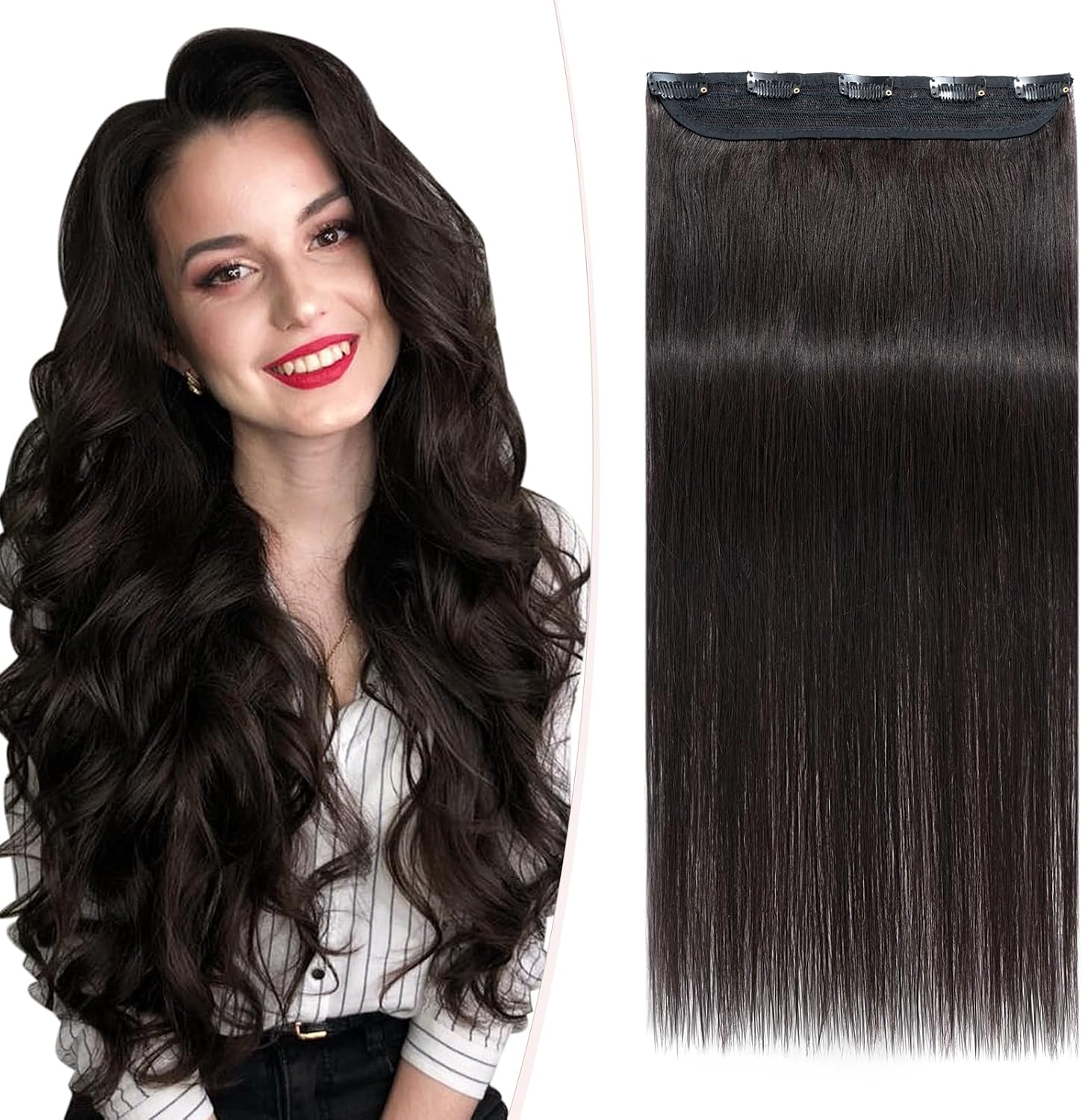 SEGOHAIR 1 Piece Natural Hair Extension 5 Clips 100% Remy Clip in Human ...