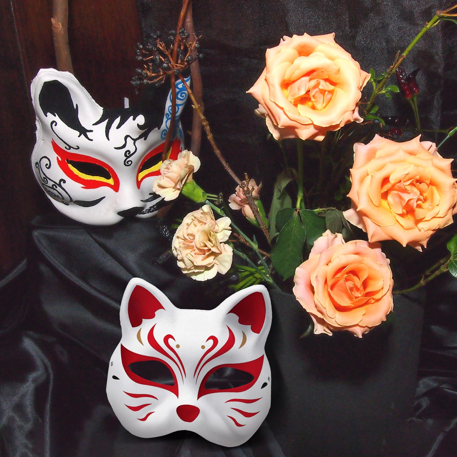 Landifor 20 pcs Cat Masks DIY Paper Cat Mask Therian Cat Mask Anime ...
