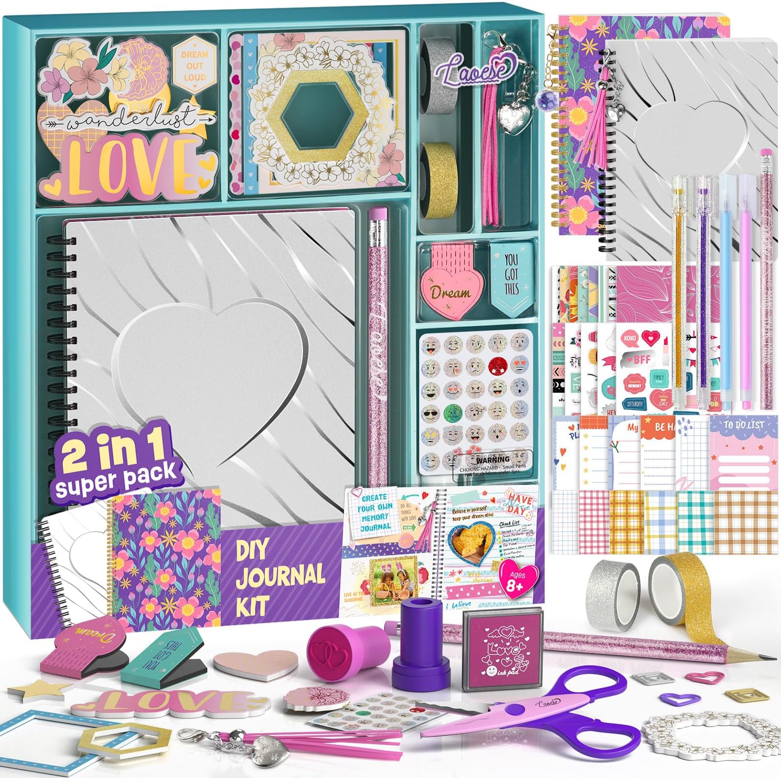 2-Pack DIY Journal Kit - Gifts for Girls Ages 8 9 10 11 12 13 14 Year ...
