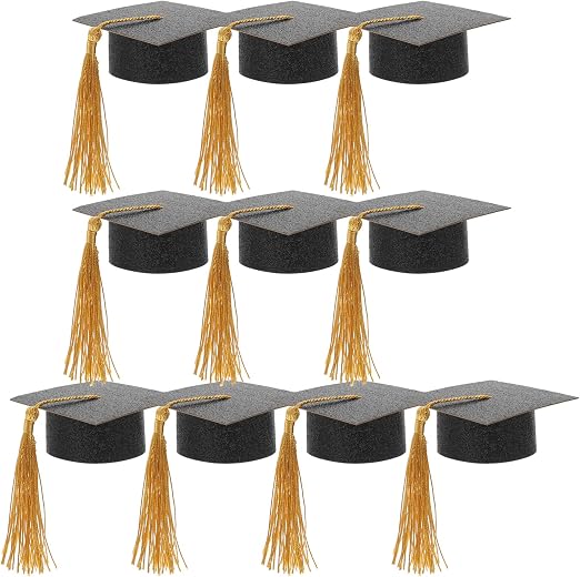 Amazon.com | Amosfun 10Pcs Mini Graduation Caps Wine Glass Cover ...