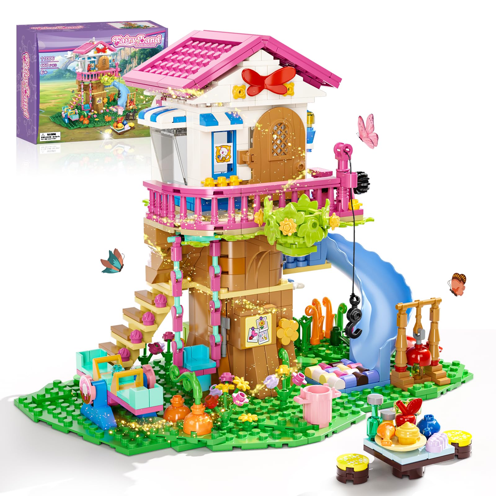 Amazon.com: Panigkids Treehouse Building Sets with LED Light, Tree ...