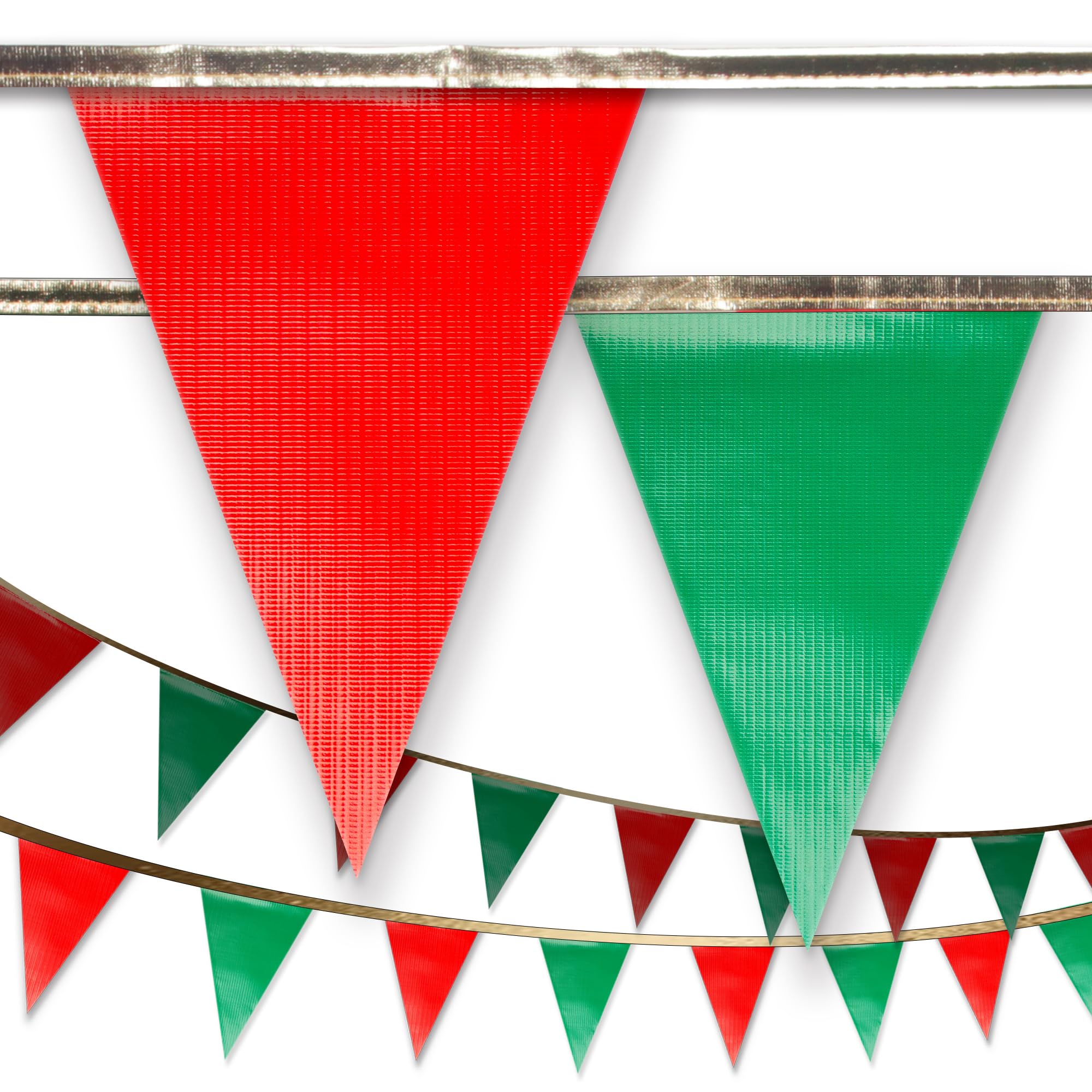 Amazon.com: NACARUM Red & Green White Golden Rope Pennant Banner Flags ...