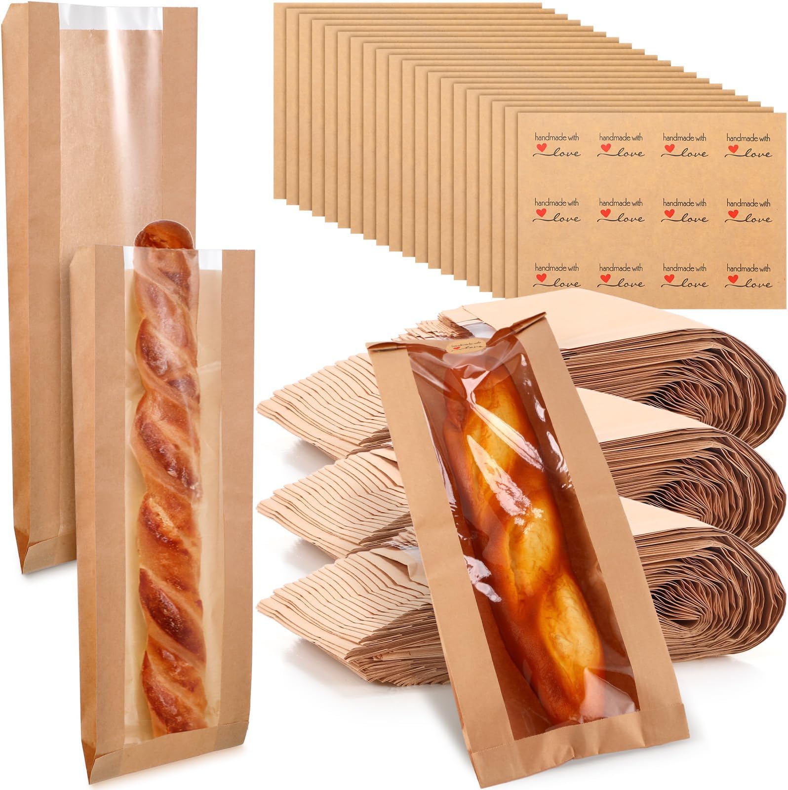 Amazon.com: 100 Pieces Paper Bread Bag with Window for Homemade Bread ...