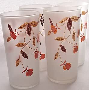 Amazon.com | Antique Jewel Tea Autumn Leaf Frosted Tea Glasses Set of 4 ...