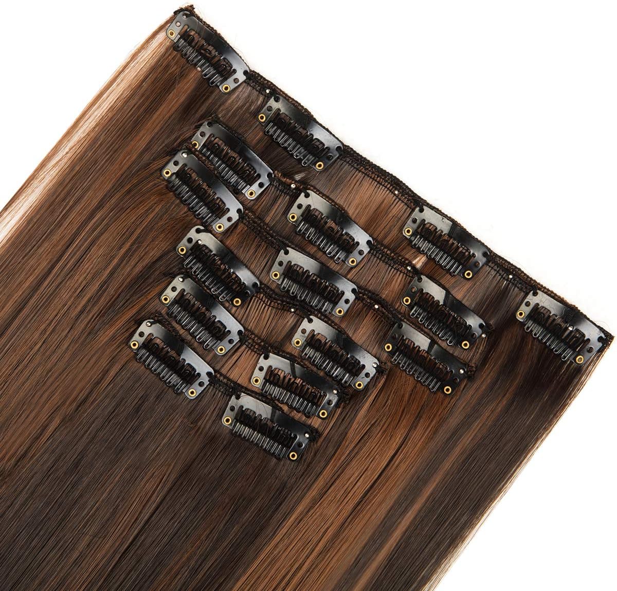 Extensiones de pelo de 24 a 26 pulgadas, 6 unidades, 16 clips rizados ...