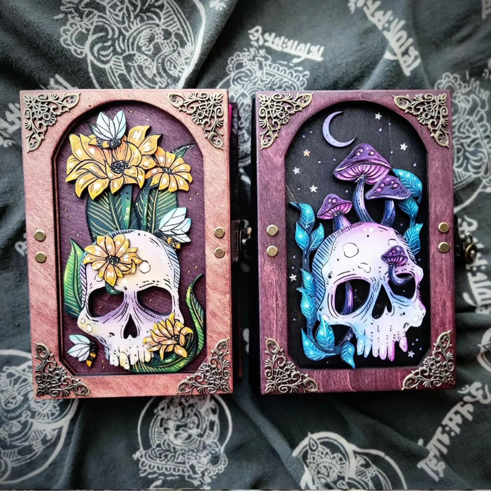 Amazon.com: Skull and Nature Hidden Key Wooden Box,Theme Skeleton Art ...