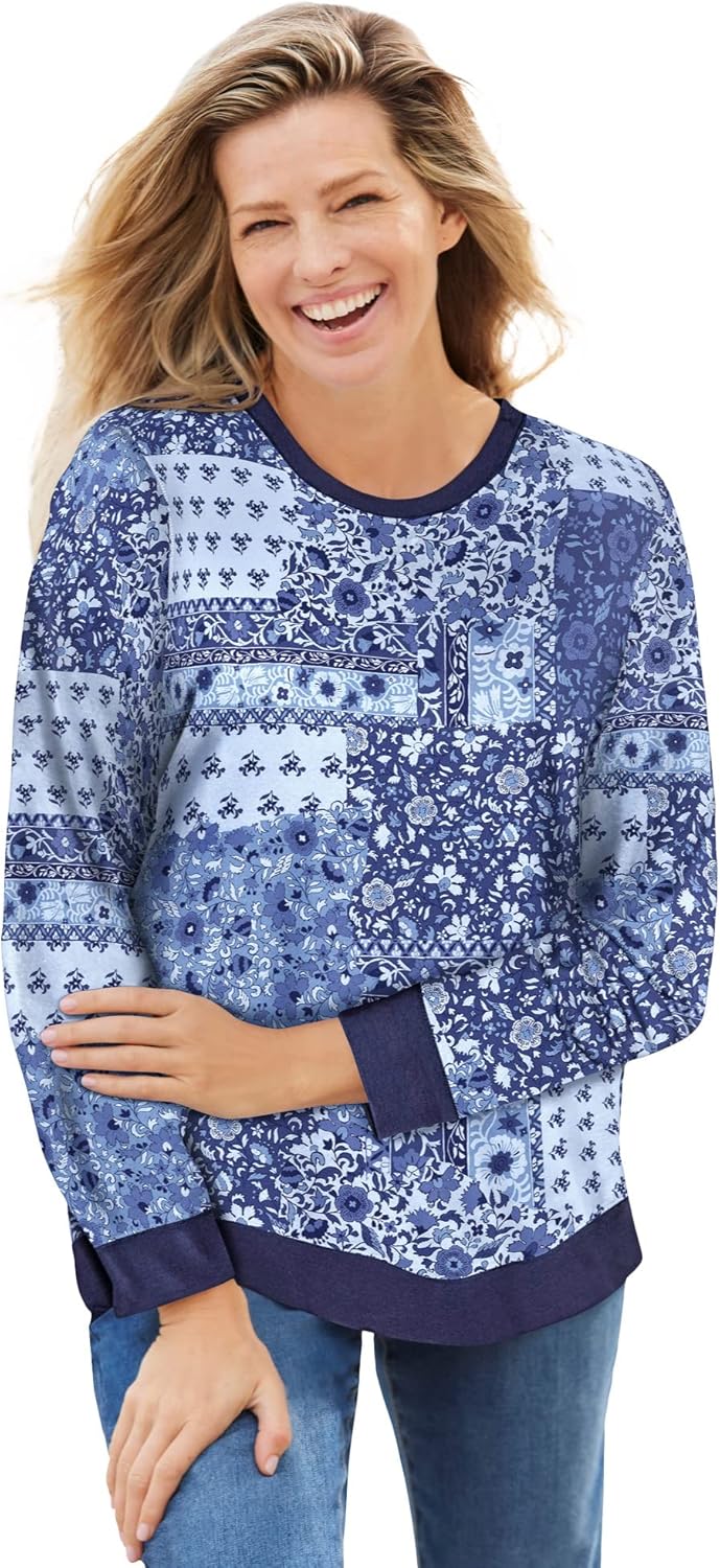 Amazon.com: Woman Within Women's Plus Size Printed Sweatshirt ...