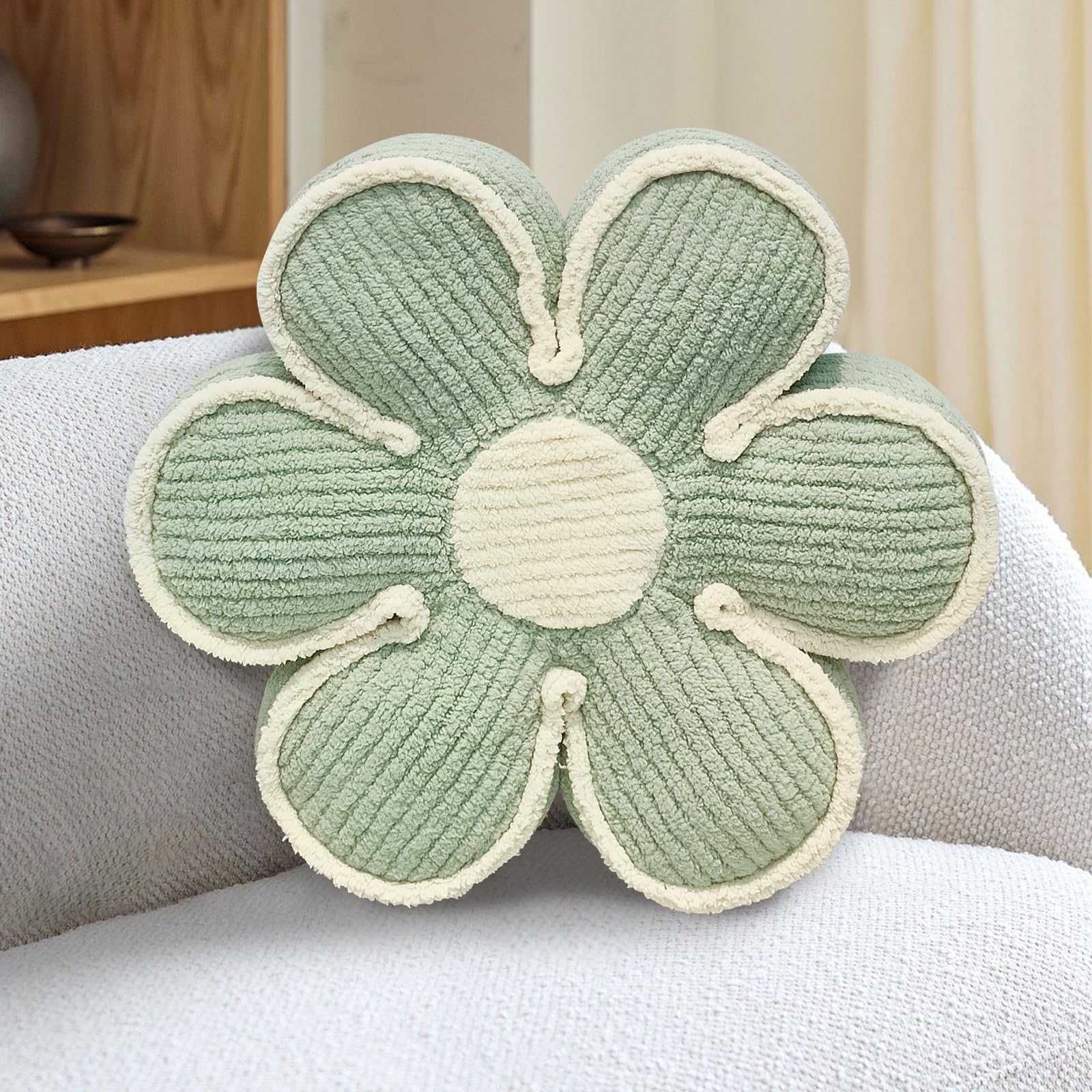 Amazon.com: Gurnall Green Flower Pillow,Flower Shaped Decorative Throw ...