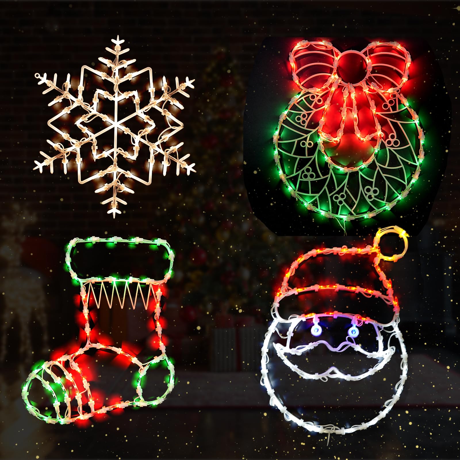 Amazon.com: 4 Pack Christmas Window Silhouette Light with 6 Sheets ...