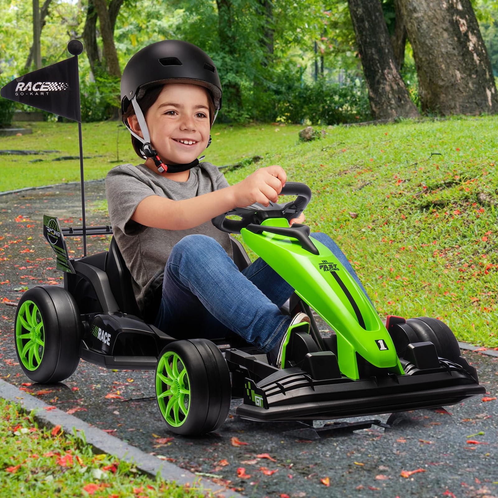 Amazon.com: Ride On Go Kart for Kids, 24V 7Ah Battery Two 200W Motors ...