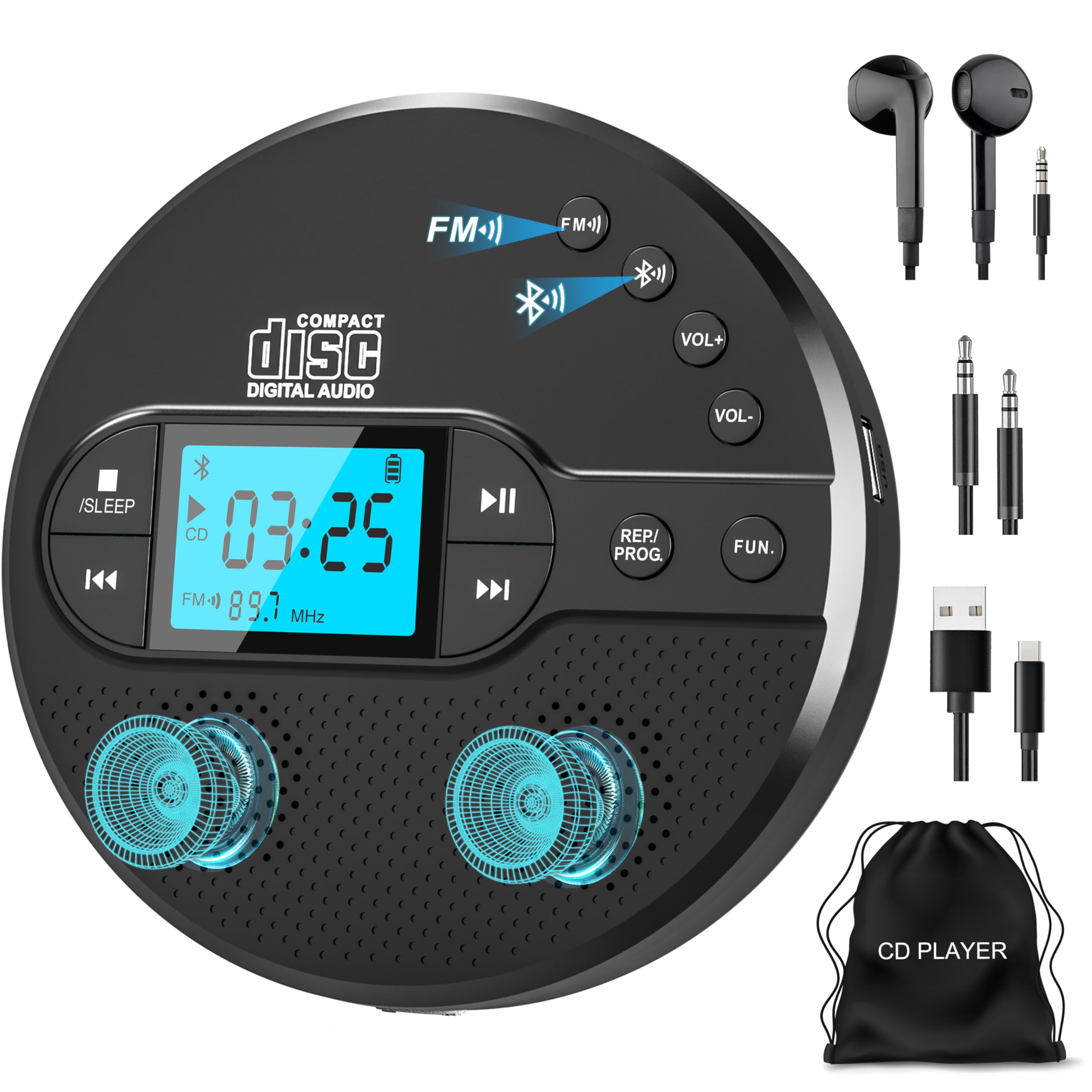 Greadio NEW 2025 Walkman CD Player with Bluetooth, Portable CD Player ...
