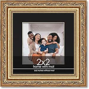Amazon.com - 2x2 Frame with Mat - Antique Gold 6x6 Frame Wood Made to ...