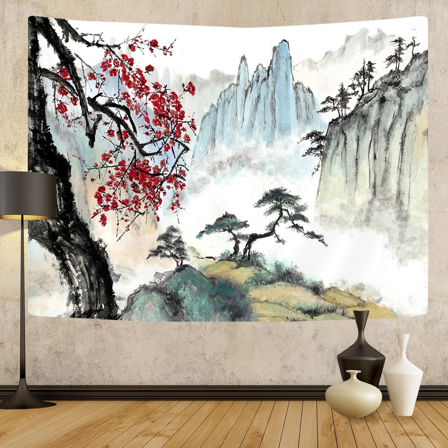 Amazon.com: Emwnodti Japanese Tapestry Wall Hanging, Natural Scenery ...