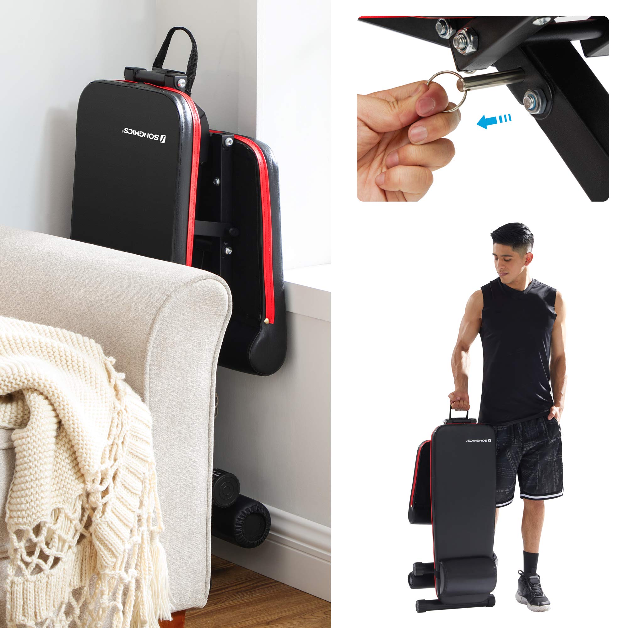 Songmics Adjustable And Foldable Weight Bench Home Workout Bench ...