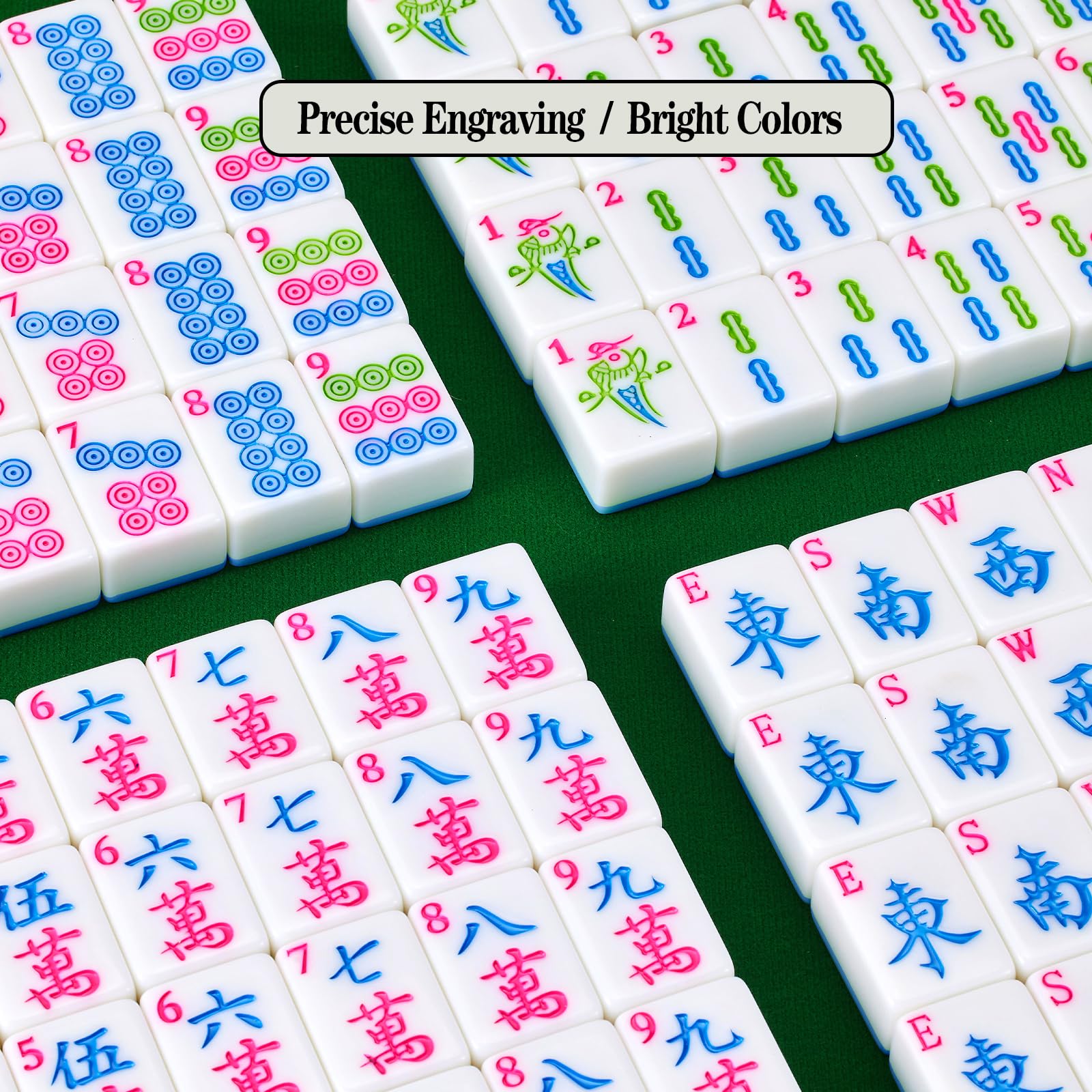 Snapklik.com : YINIUREN Blue American Mahjong Set 1.6-inch Mahjong Tile ...