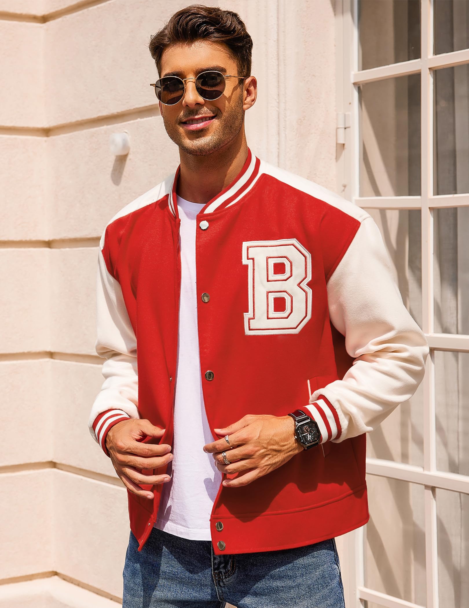 Snapklik.com : Mens Varsity Letterman Jackets Red Baseball Coats ...
