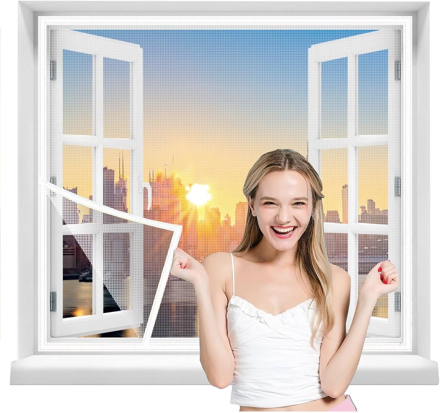 Window Screen Replacement kit DIY, Fiberglass 75x155cm held by Adhesive ...