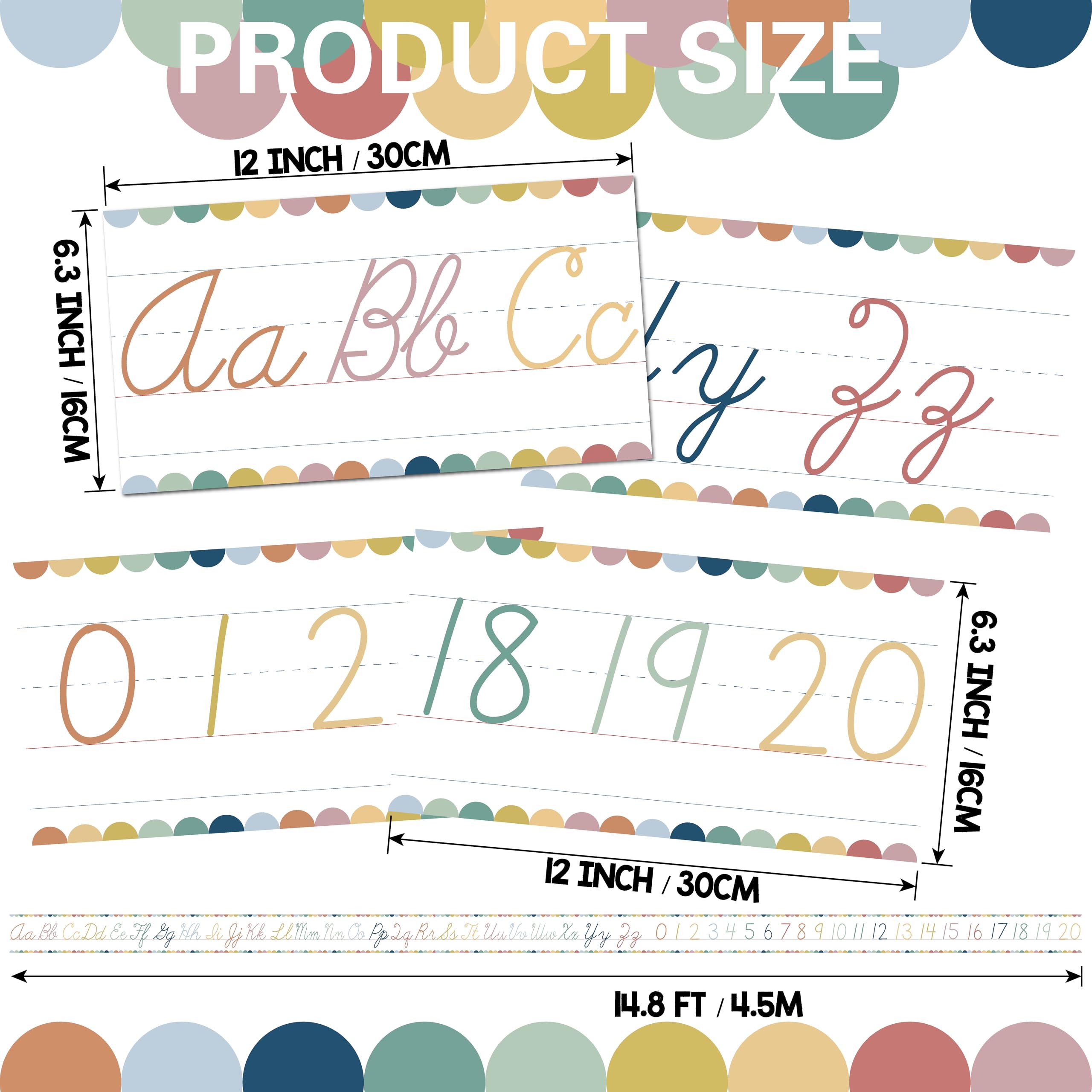 Snapklik.com : 15 Pieces Cursive Alphabet Line Bulletin Board Set ...